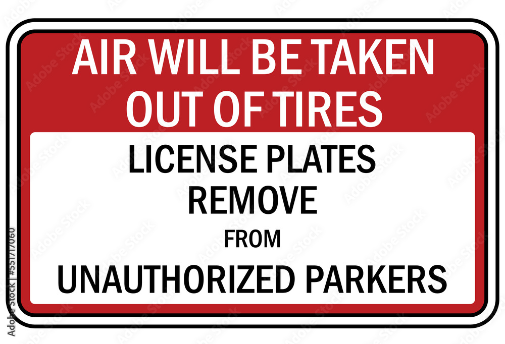 Tire damage sign and warning sign for one way road spikes, air will be ...