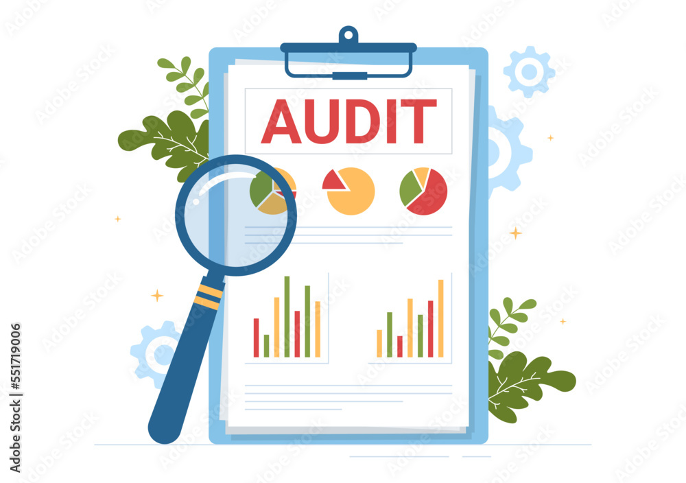 Vetor de Business Audit of Documents with Charts, Accounting ...