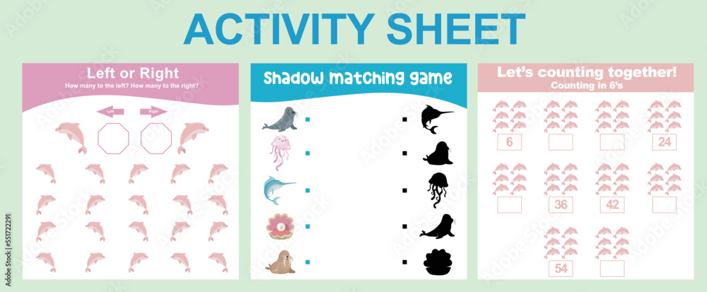 Educational printable worksheet. Activity sheet for children with sea ...