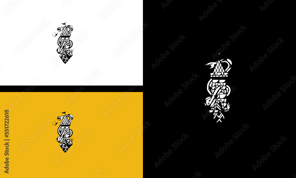 big snake and castle vector outline design Stock Vector | Adobe Stock