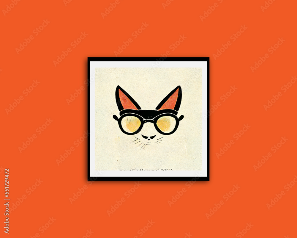 Cartoon cat, Retro, 1920s art style, Stylish, Cat wearing glasses ...