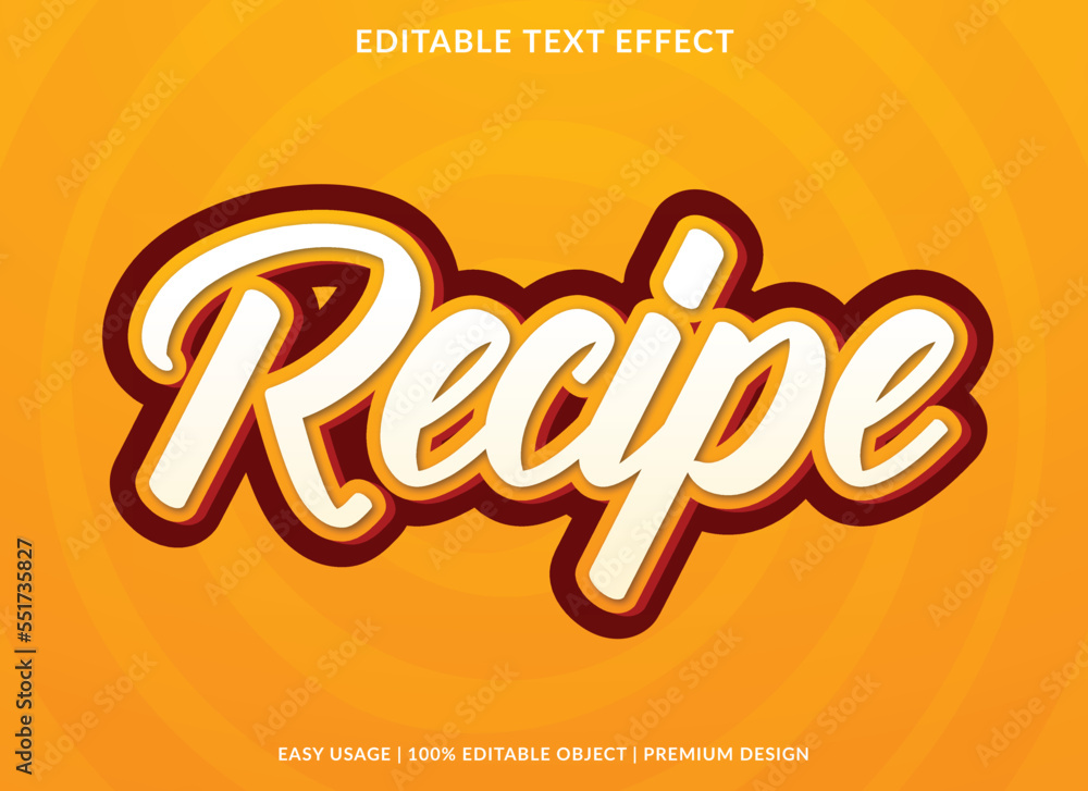 Vecteur Stock recipe text effect template with abstract font style use ...
