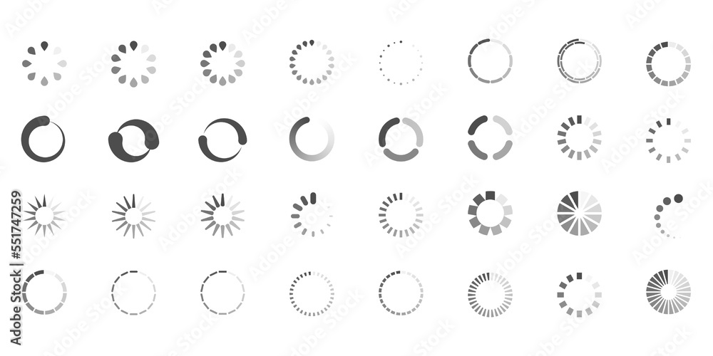 Vetor de Download sign set. Load icons set. Load system. Data load ...
