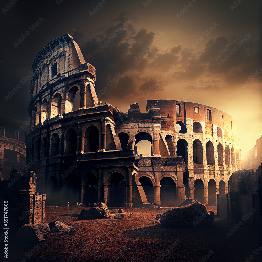 Roman coliseum, Generative IA Stock Illustration | Adobe Stock