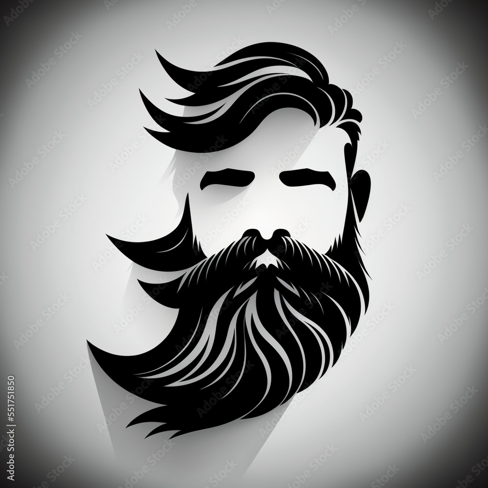 Bearded man vector illustration for logo or design. Generative AI Stock ...