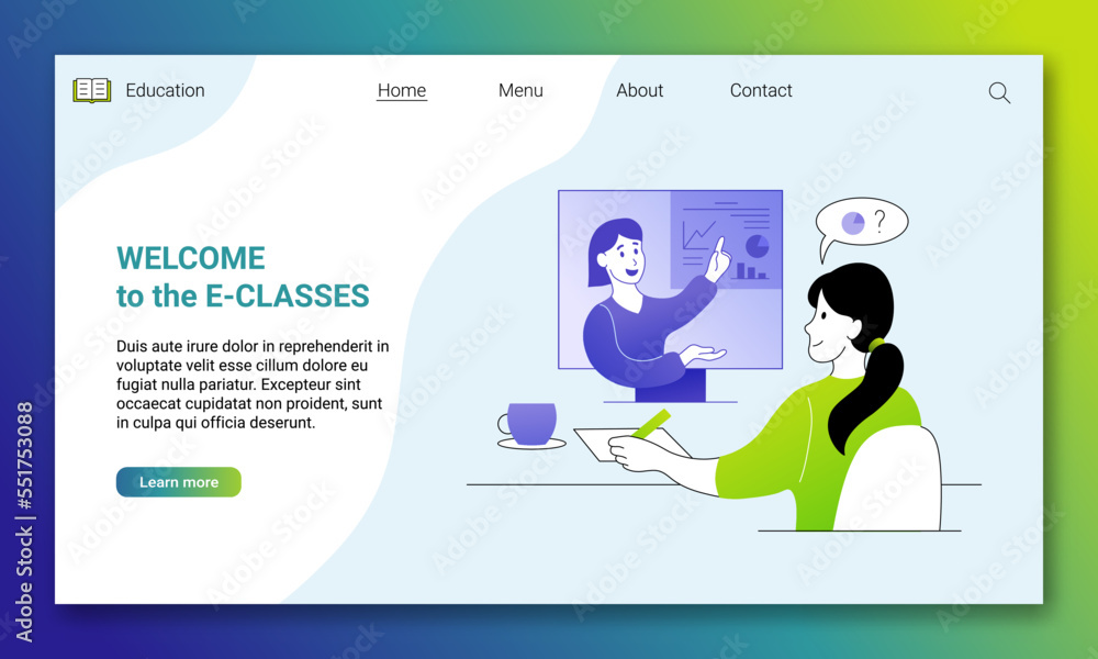 Welcome to the e-classes landing page, website template. Online ...