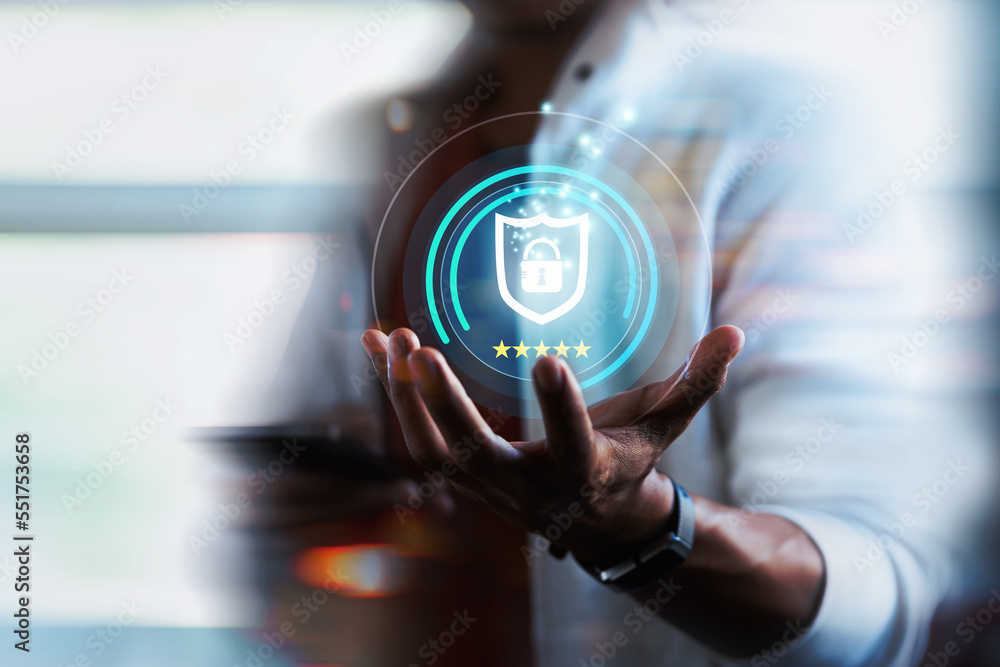 Hand shows the sign of the top security Quality assurance, Guarantee ...