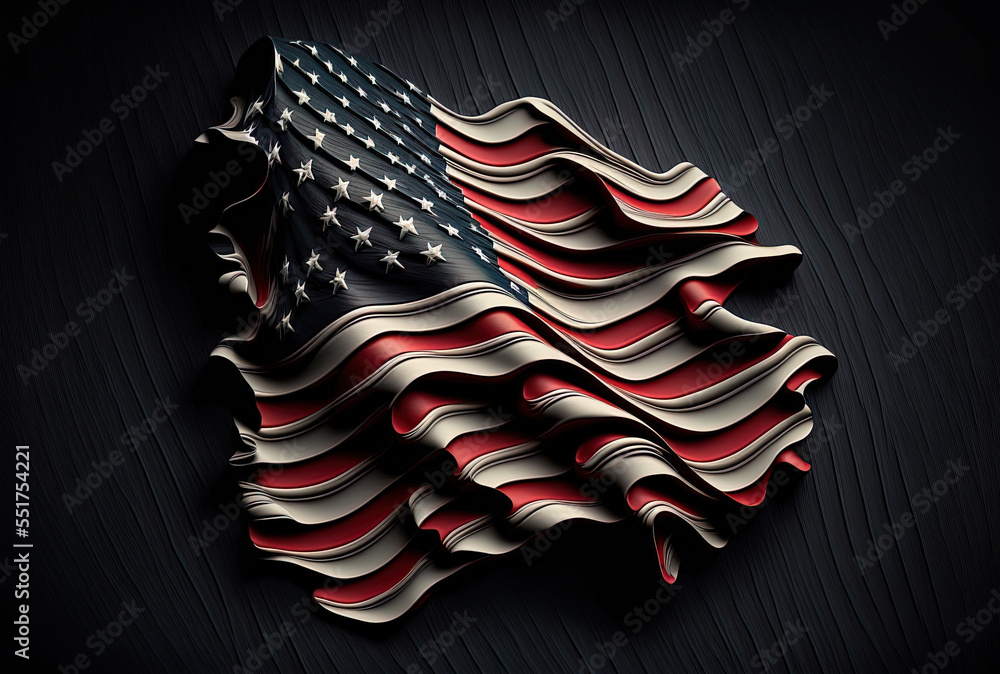 Usa flag with creases on a dark backdrop. Generative AI Stock ...