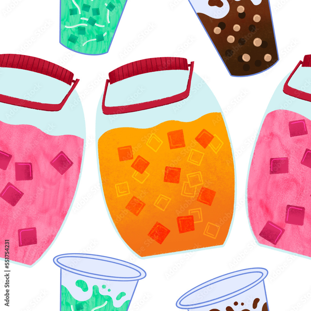 Filipino samalamig sweet chilled beverages illustrated pattern: orange ...