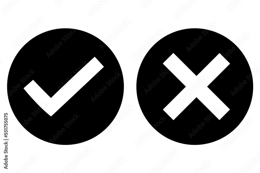 Silhouette Style Check Mark Box Yes No Approved Disapproved Accept ...