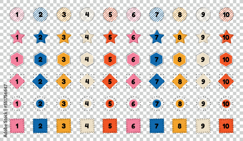 Number Icons Set - Simple Flat Vector Illustrations Isolated On ...