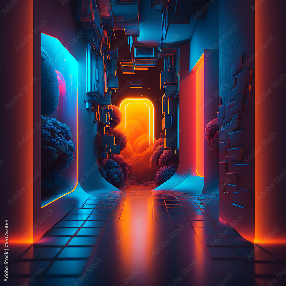 Metaverse room created with Generative Ai technology Stock Illustration ...