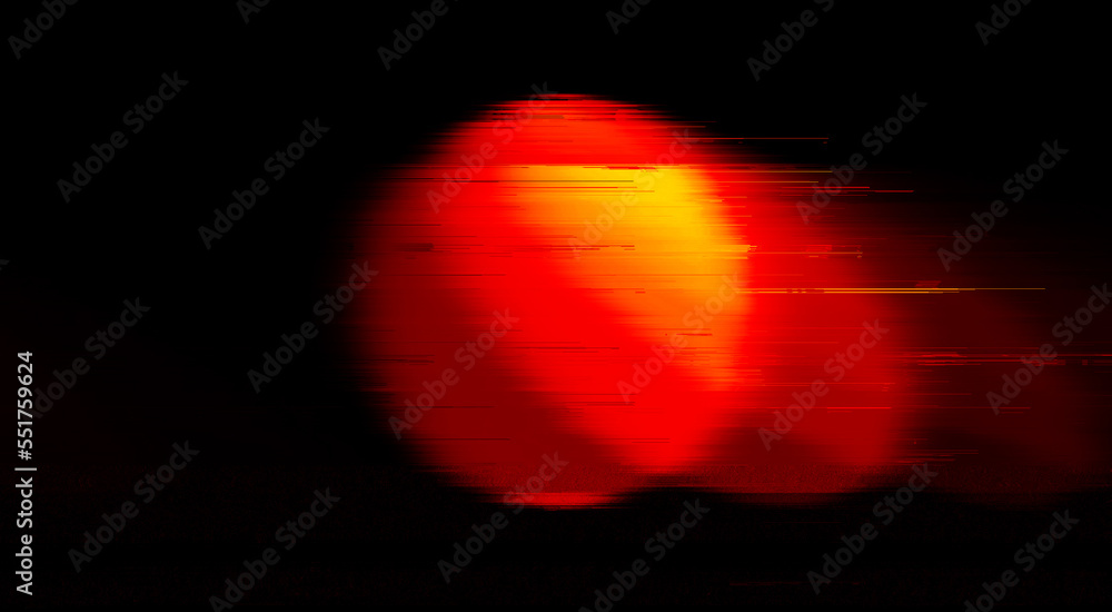 Glitched sun orange and deep red round geometric shape with noise ...