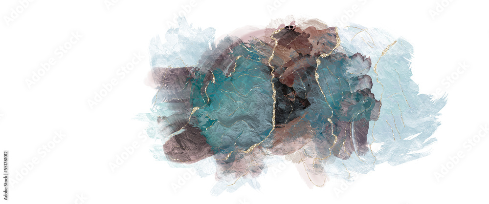 Abstract brush stroke smudge with blue design accent, isolated object ...