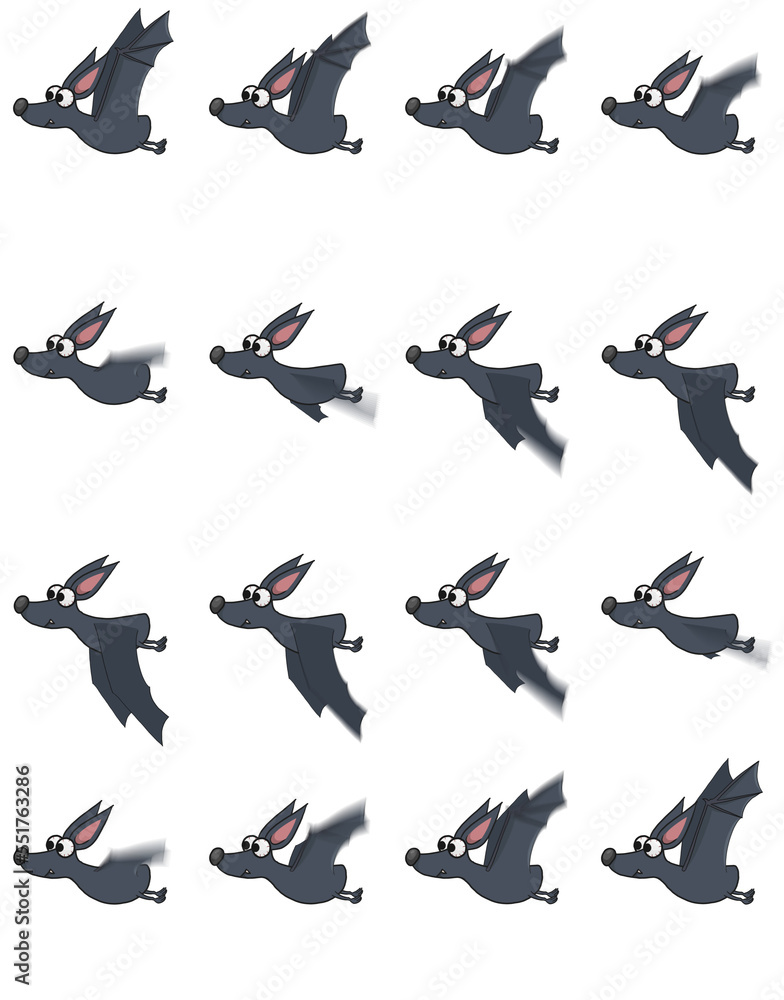2D Flying Bat in cartoon style Stock Photo | Adobe Stock