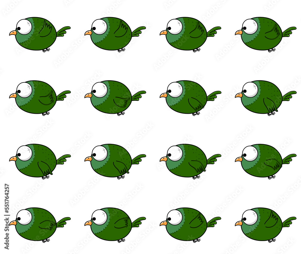 2D Round birds flying animation sheet.2D simple cartoon bird Stock ...