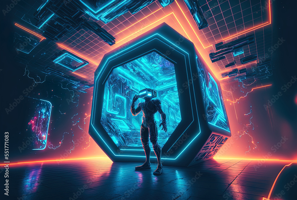 Sci fi gaming cyberpunk virtual reality simulation and metaverse ...