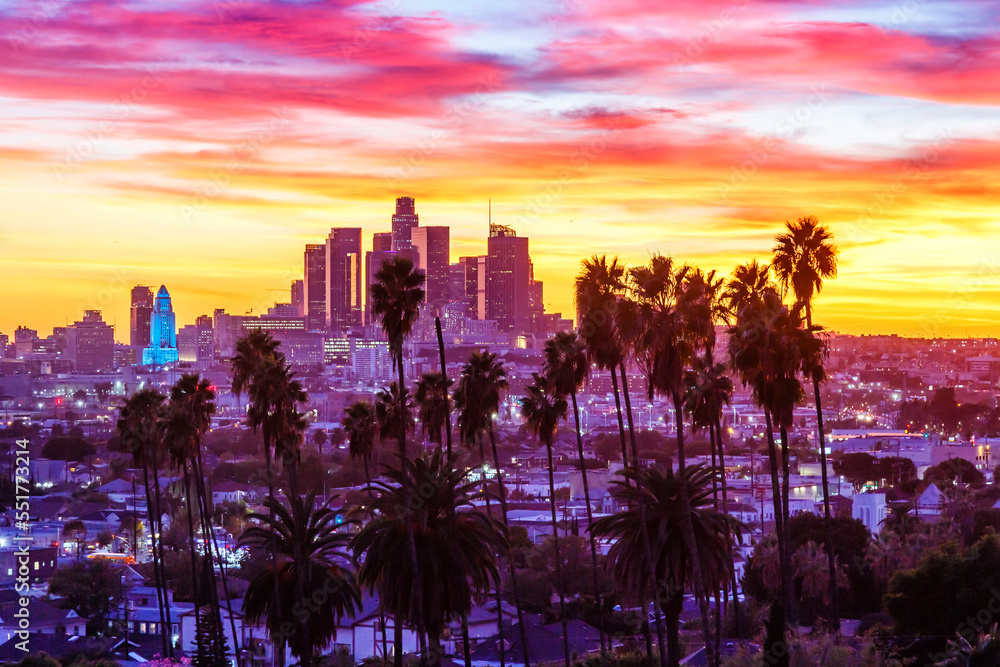 Los Angeles Skyline Sunset Wallpaper