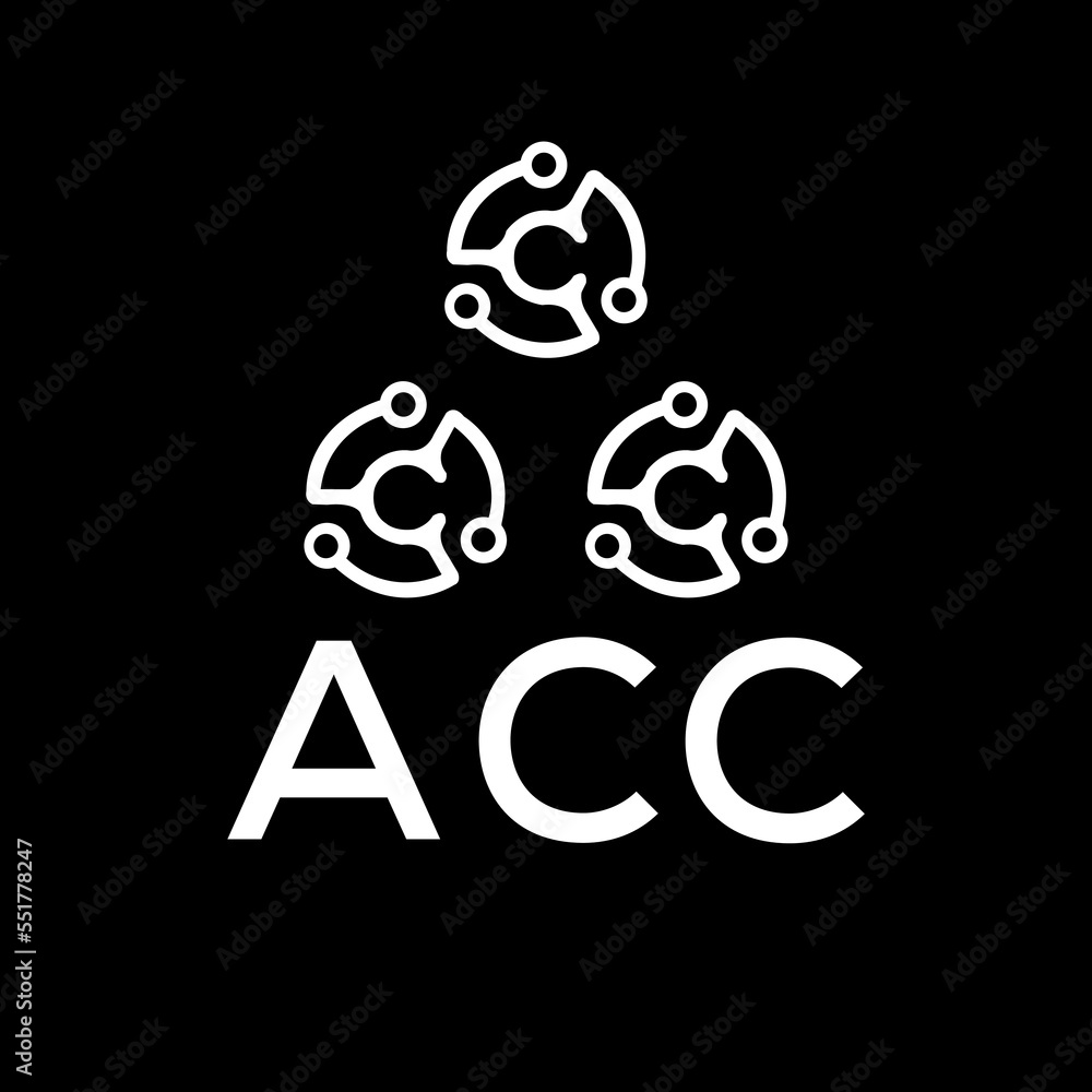 ACC letter logo. ACC best black background vector image. ACC Monogram ...