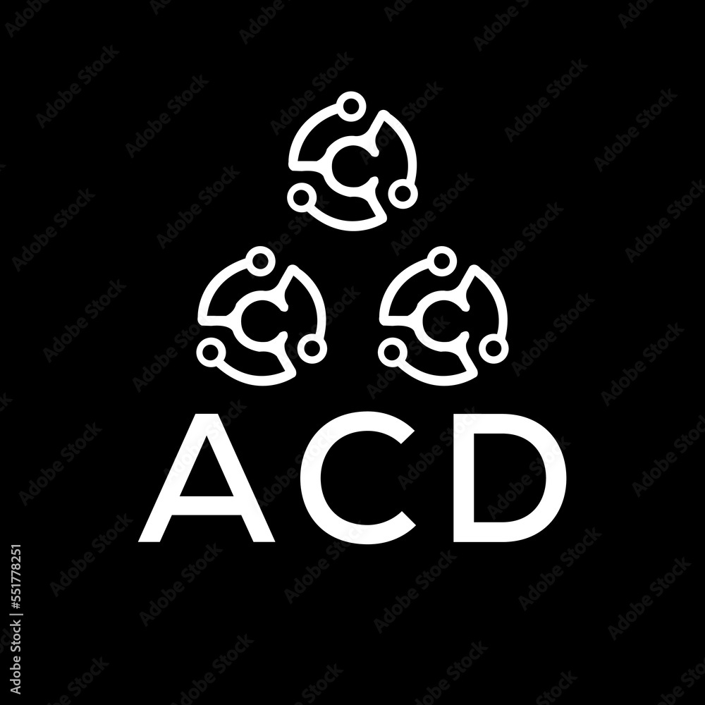 ACD letter logo. ACD best black background vector image. ACD Monogram ...