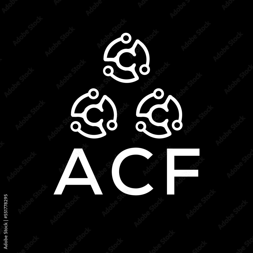 ACF letter logo. ACF best black background vector image. ACF Monogram ...
