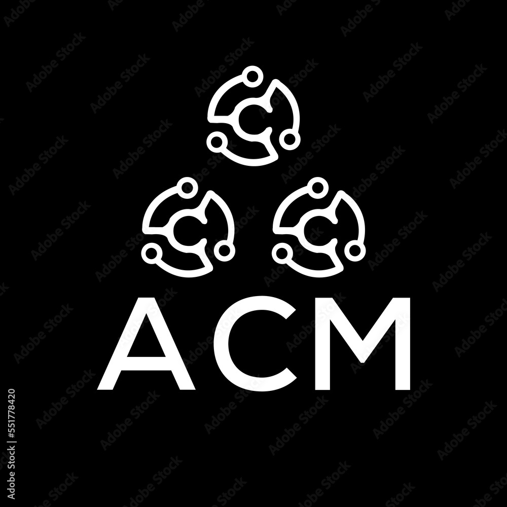 ACM letter logo. ACM best black background vector image. ACM Monogram ...