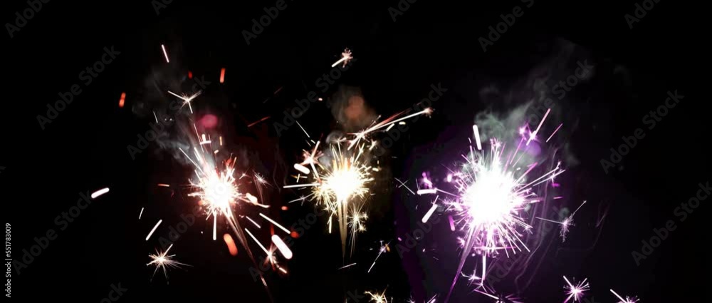 Sparkler on empty background MOV. Burning spark fuse or bengal fire ...