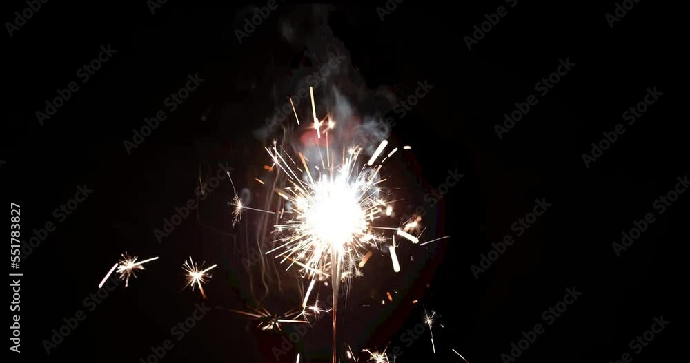 Sparkler on empty background MOV. Burning spark fuse or bengal fire ...