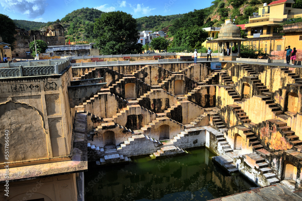 View of the main monuments and tourist spots in Jaipur (India), in the ...