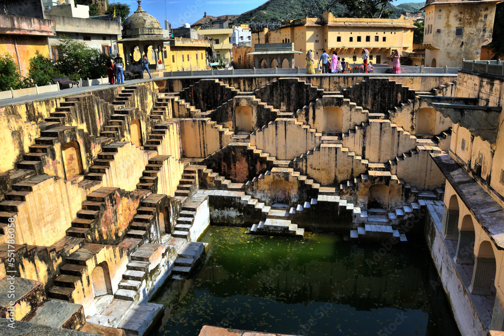 View of the main monuments and tourist spots in Jaipur (India), in the ...