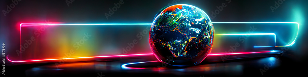 Metaverse virtual reality world with earth globe in futuristic style ...