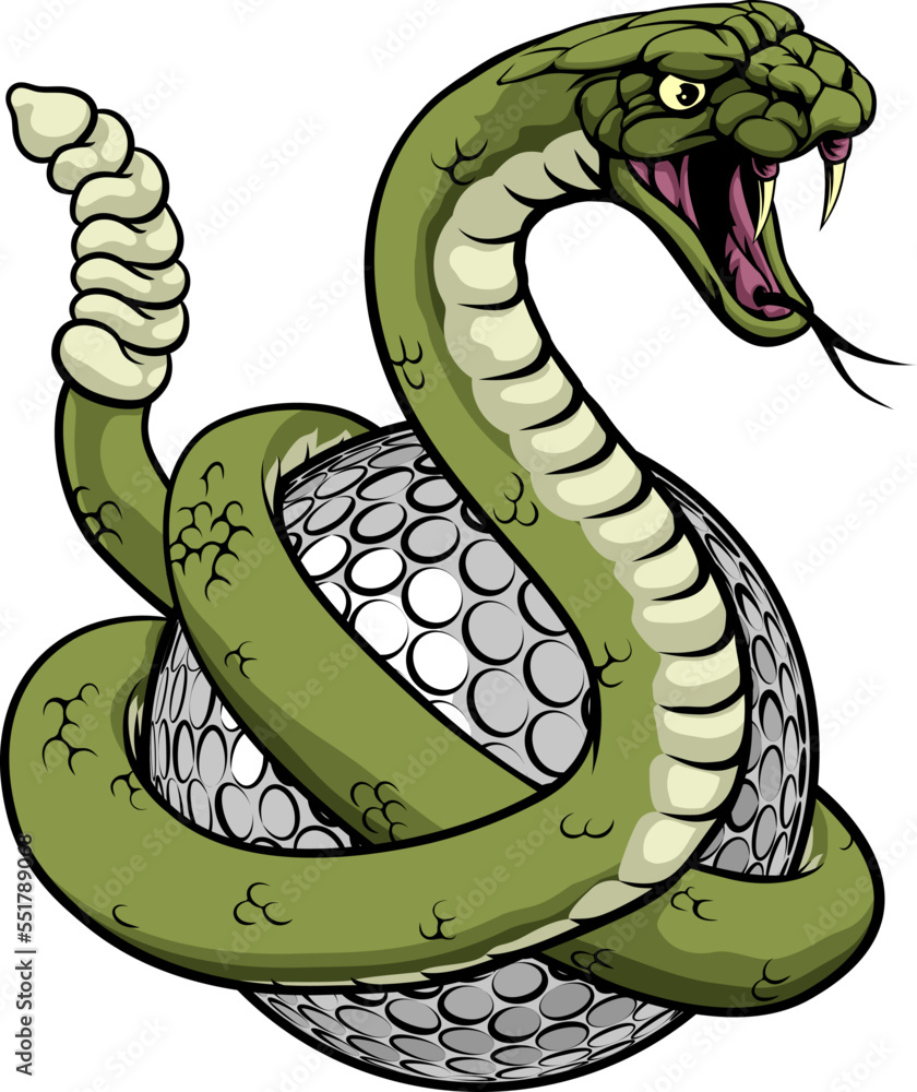 A rattlesnake snake golf ball sports team cartoon animal mascot Stock ...