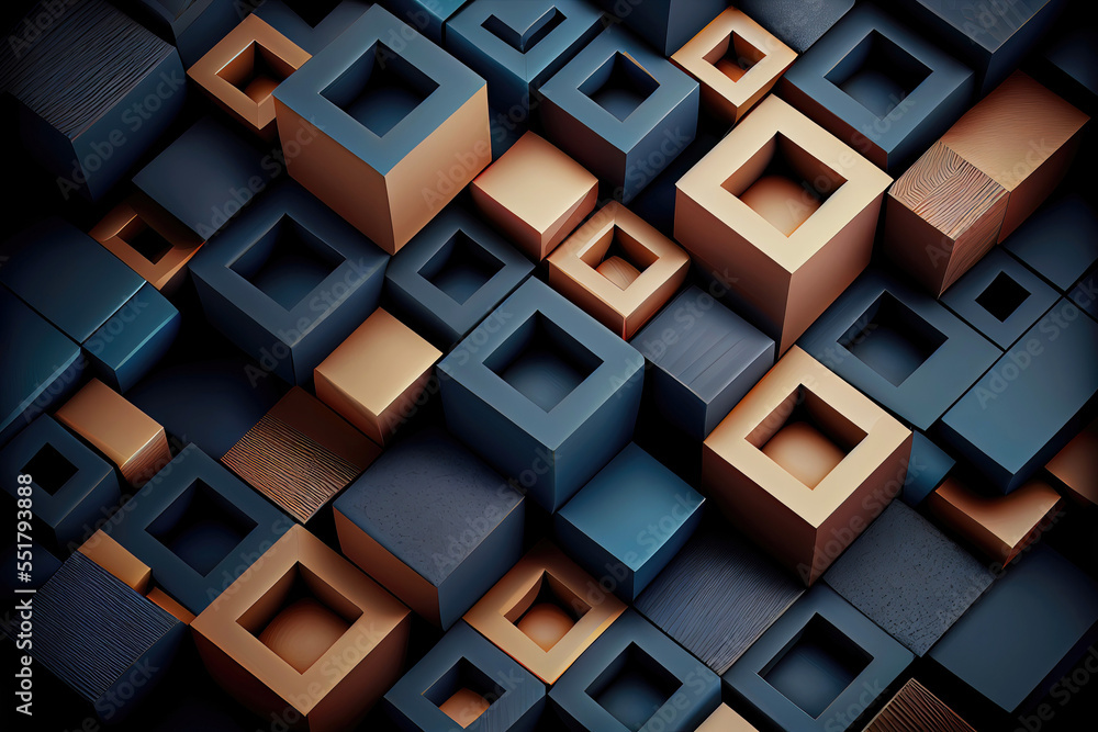 Dark blue square box design as abstract wallpaper background pattern ...