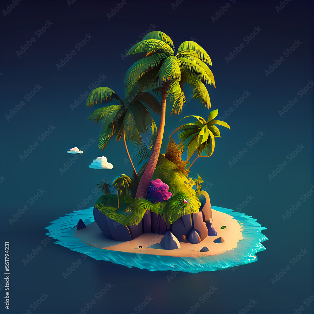 cartoon island Stock Illustration | Adobe Stock