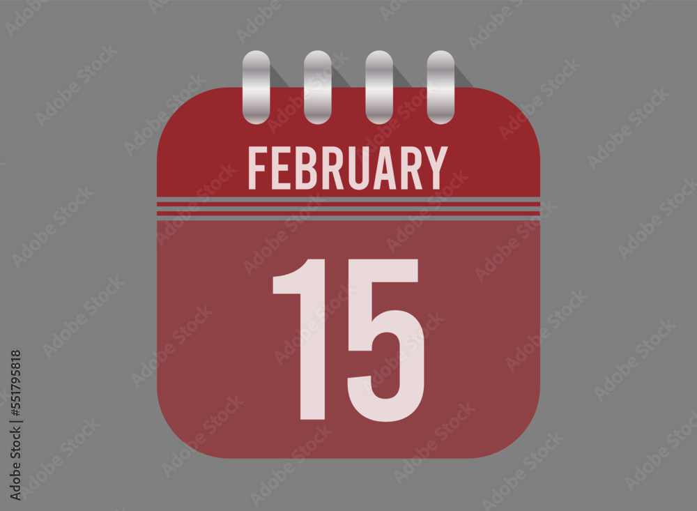 15 February calendar icon. Page vector for calendar on February days ...