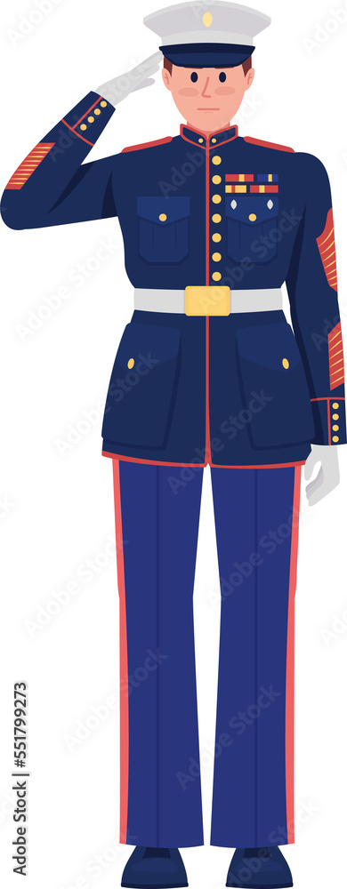 Officer wearing ceremonial dress uniform semi flat color raster ...