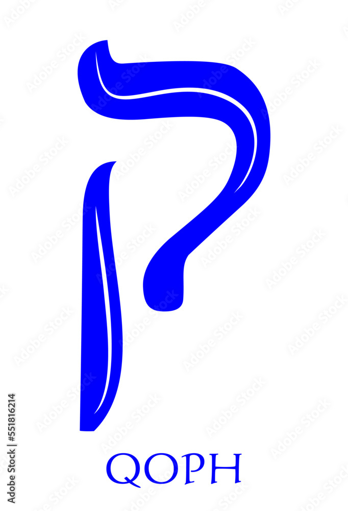 Hebrew alphabet - letter qoph, gematria ear needle symbol, numeric ...