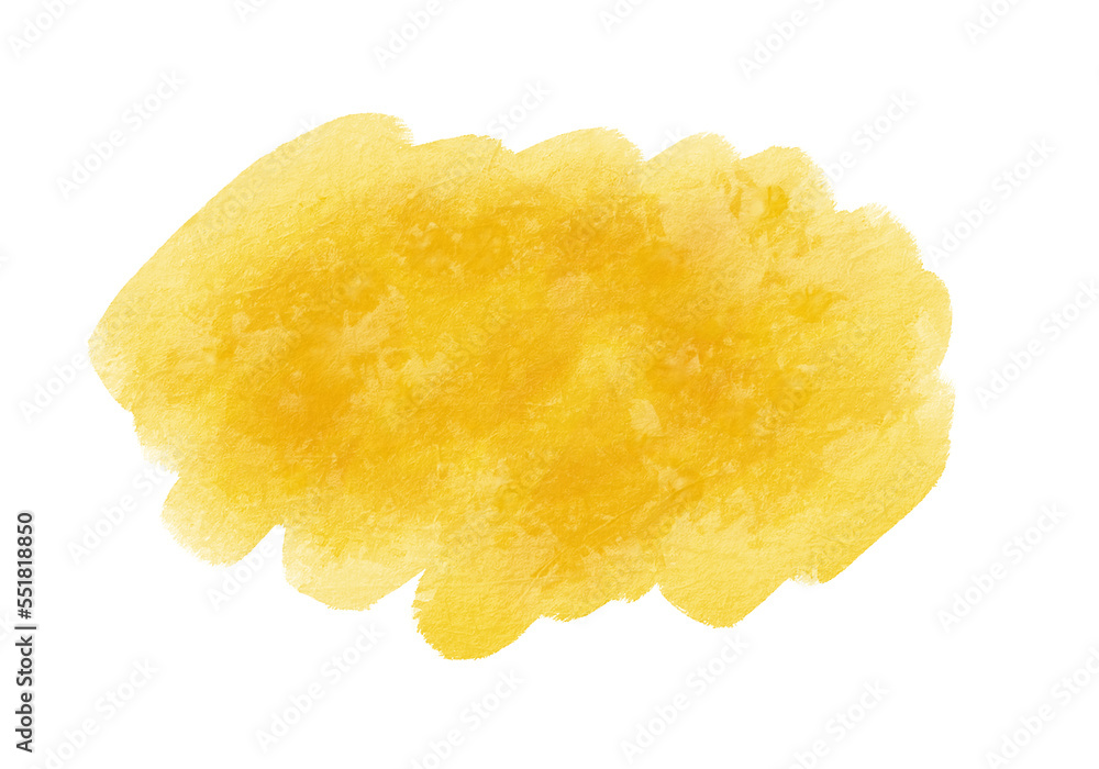 Yellow watercolor stain on a transparent background. Golden watercolor ...