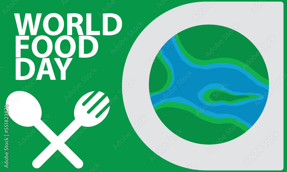 world food day, with earth desin and cutlery spoon and fork. Stock ...