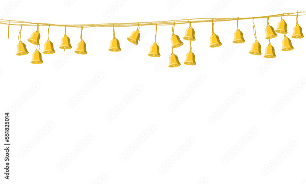 bell string hanging on a rope, to celebrate the merry christmas isolated transparent background ...