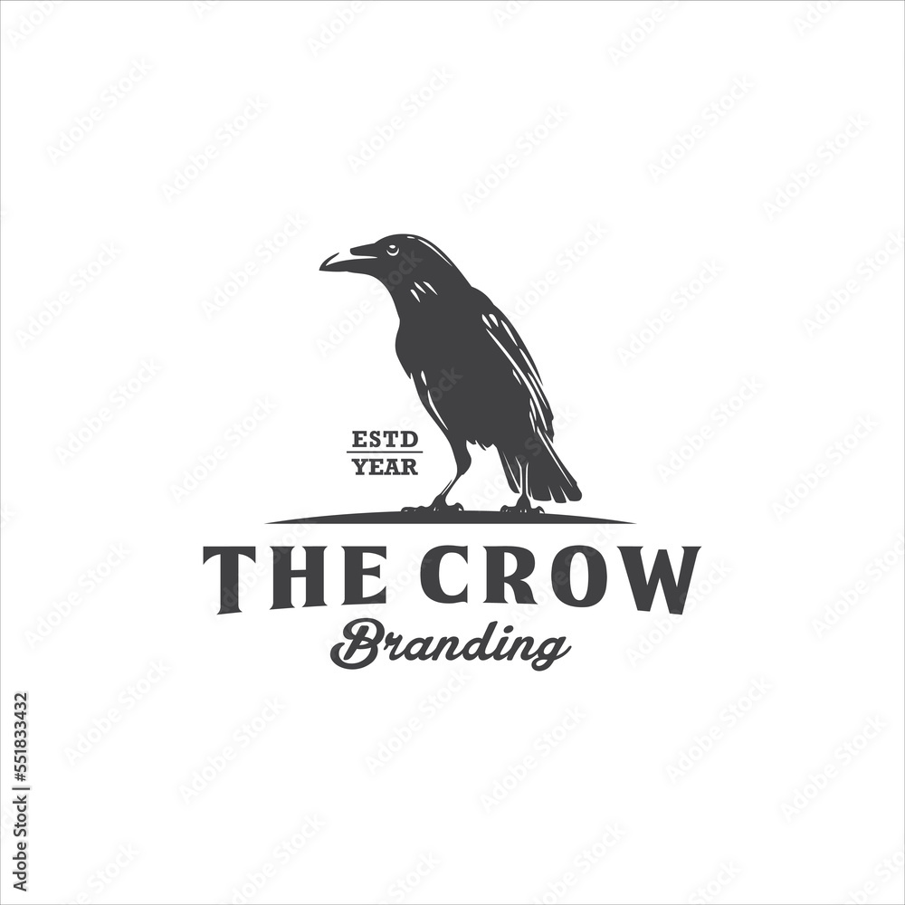 Crow Logo Design Stock Vector Image Stock Vector | Adobe Stock