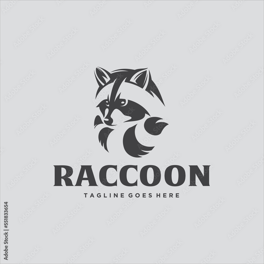 Raccoon Logo Design Stock Vector Image Stock Vector | Adobe Stock