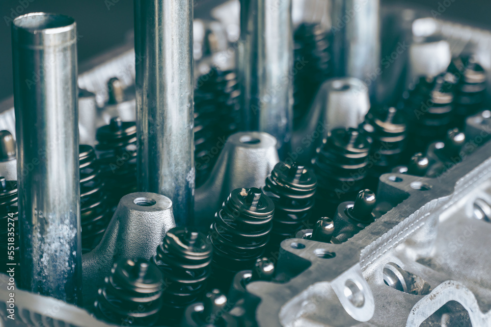 Maintenance inspection of engine valves, engine cylinder head. Repair ...