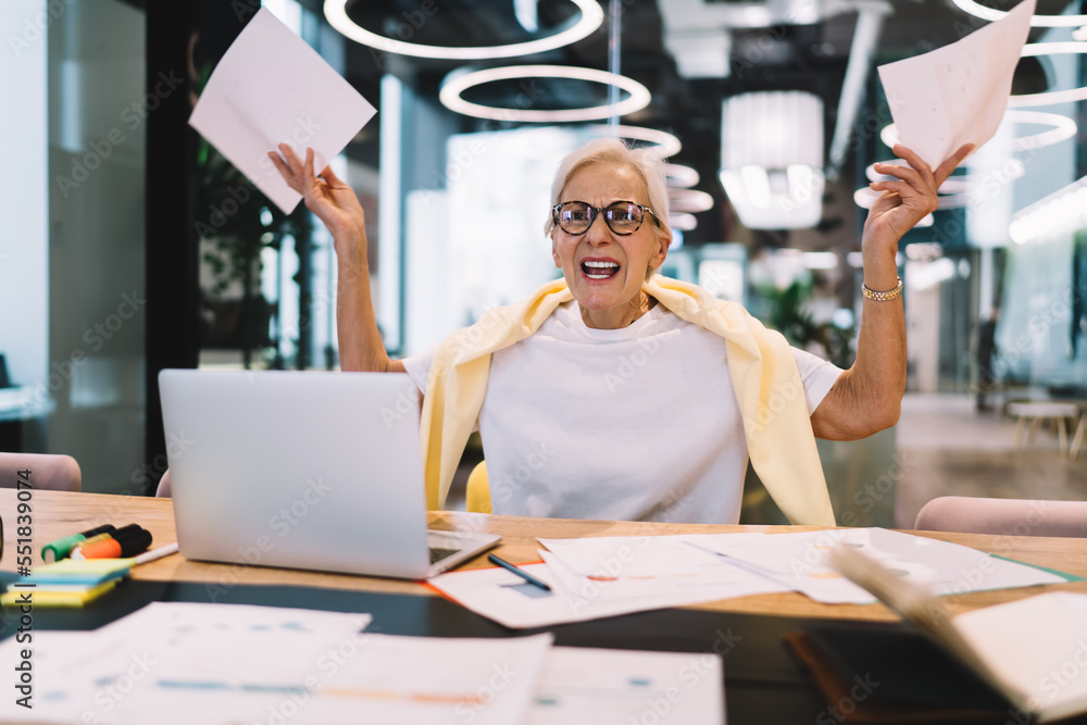 Aggressive female boss yelling at workplace Stock Photo | Adobe Stock