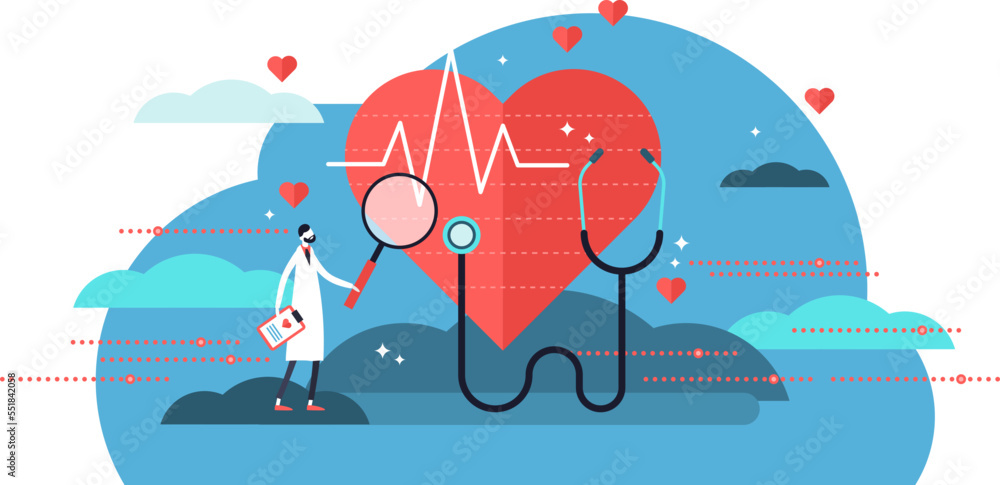 Cardiologist, transparent background illustration. Mini person concept ...