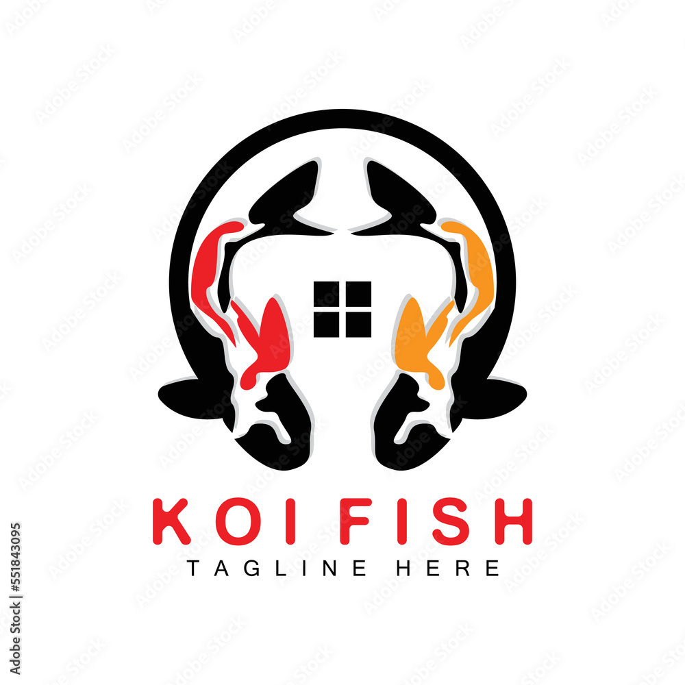 Koi Fish Logo Design, Chinese Lucky And Triumph Ornamental Fish Vector ...