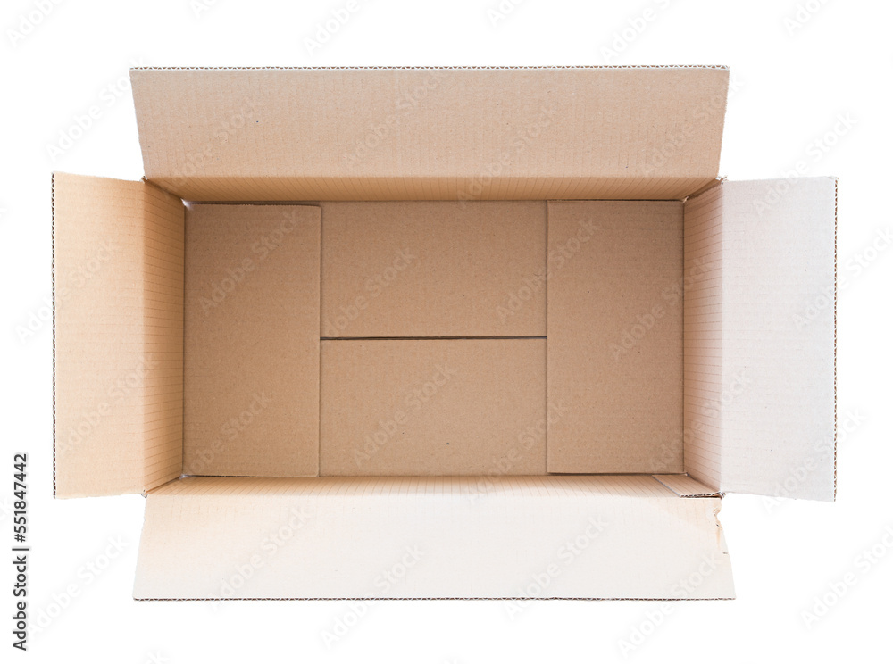 Opened empty carton box, PNG isolated on transparent background Stock ...
