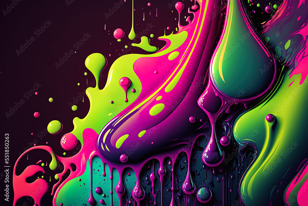 Liquid-paint neon effect that was created by hand Generative AI Stock ...