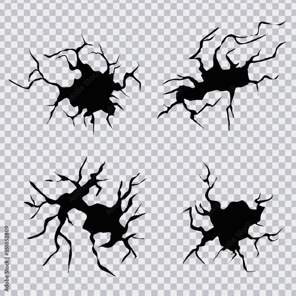 Vetor de Cracks in ground. Cracks, splits and holes in ground. Vector ...