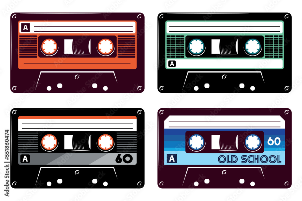 Retro music cassette tape vector images, 80's, 90's Mixtape eps vector ...